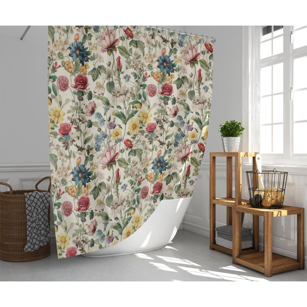 East Urban Home Arquimedes Floral Shower Curtain | Wayfair